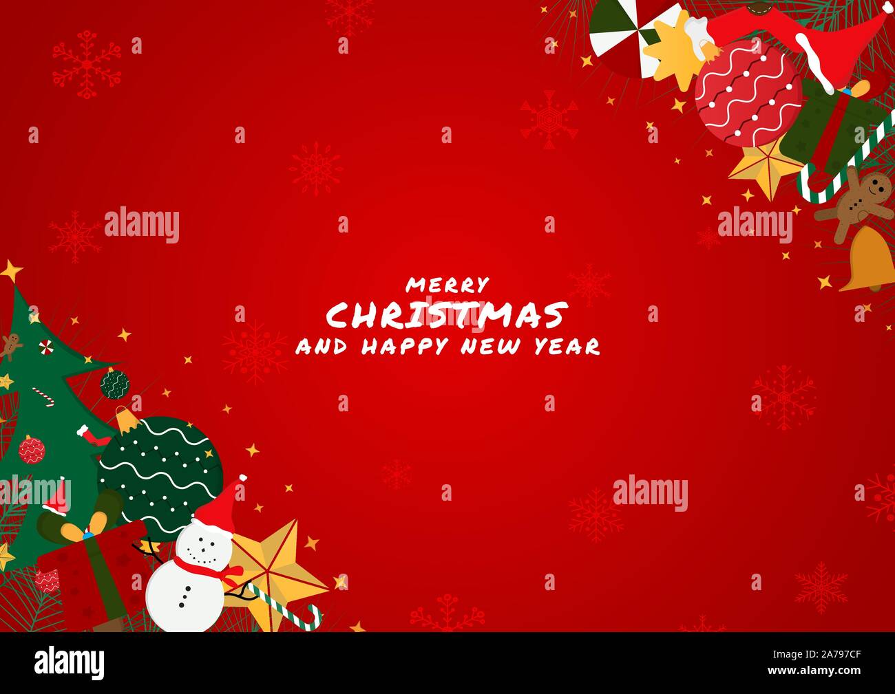 Christmas red background gift corner design modern style snowfall with ...