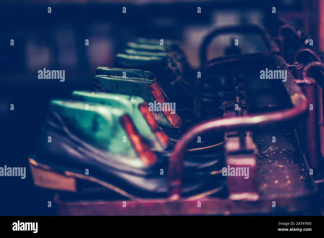 The process of making leather shoes, in the handmade footwear industry ...