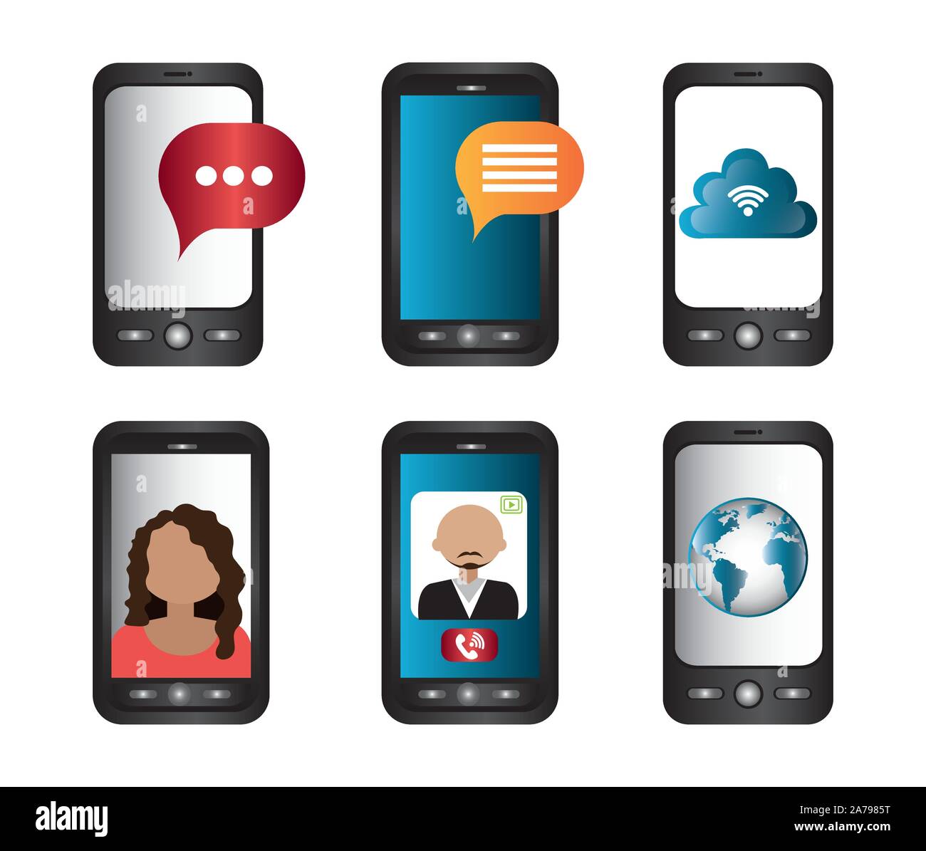 Woman smartphone device planet hi-res stock photography and images - Alamy