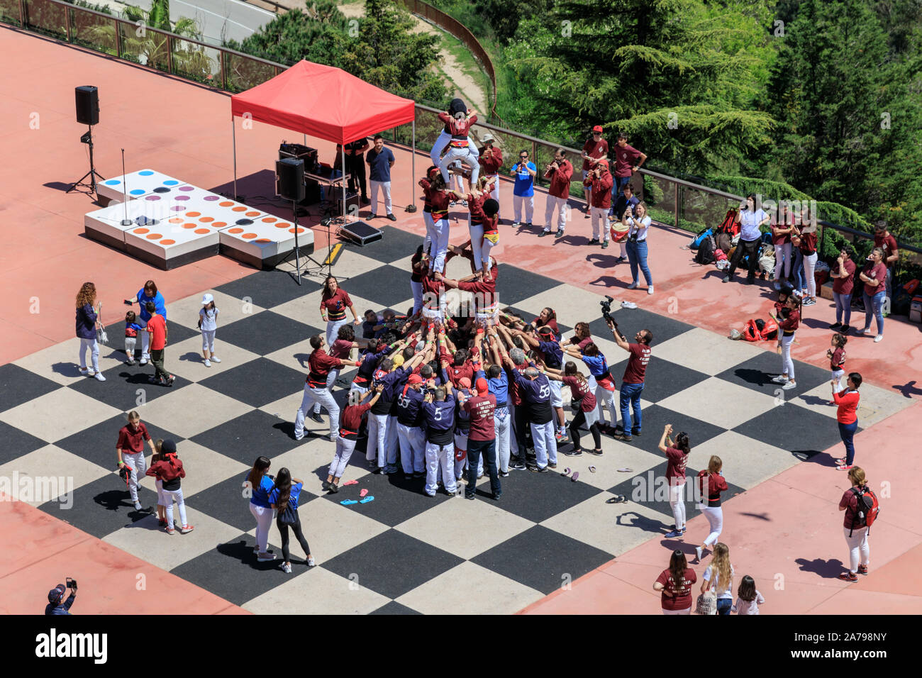 Castellers, people building a traditional Spanish castell or human ...