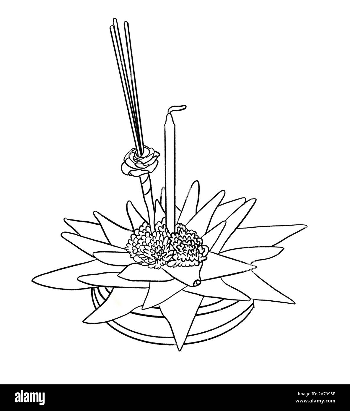 Flower decoration in Loy Krathong festivel isolated on white Stock ...