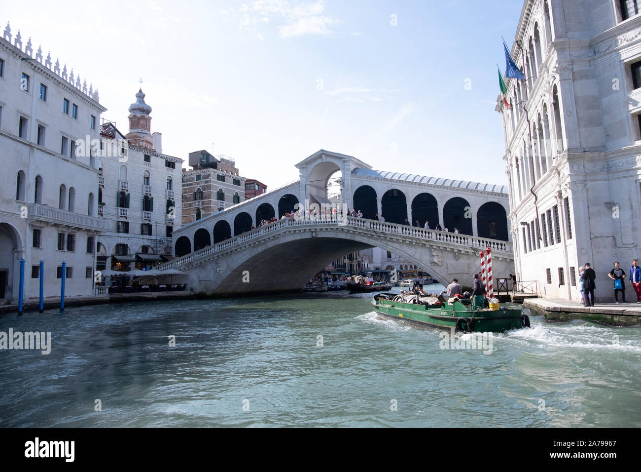 The famous landmark of the white, shop covered, architecture known as ...