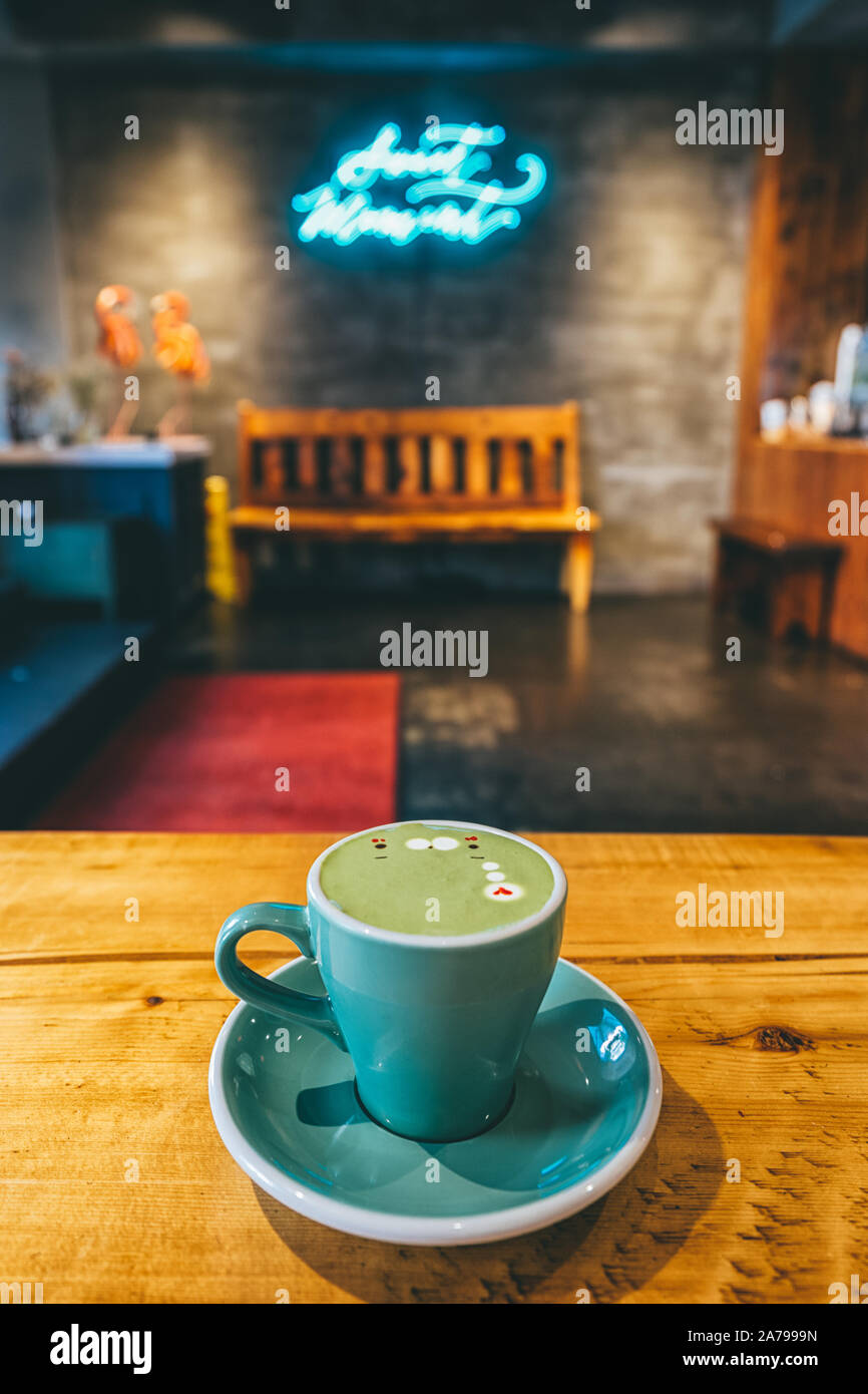 Motcha milk tea in Mid Town New york Stock Photo - Alamy