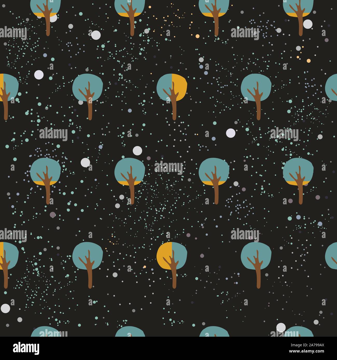 Seamless Tree Pattern with small trees on dotted background. Vector ...
