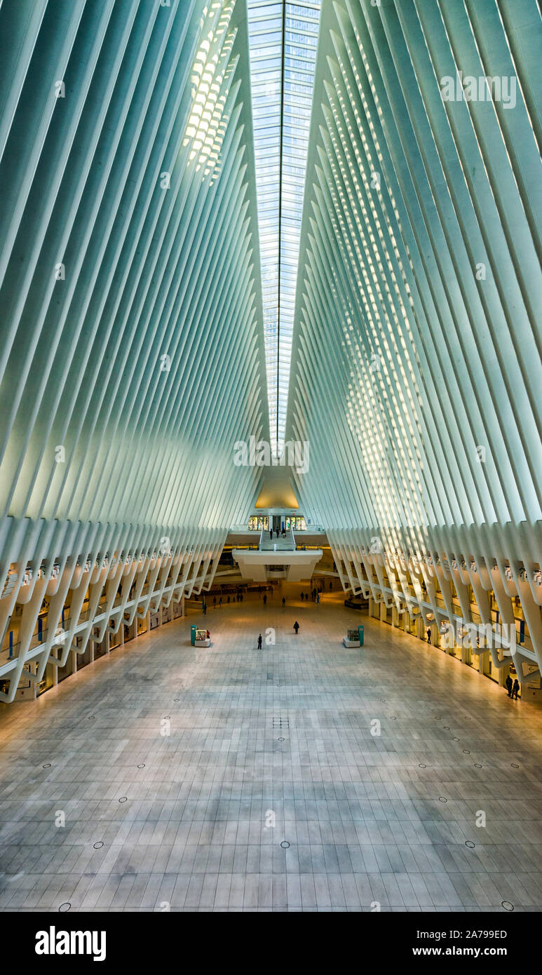Inside the Oculus building in lower Manhattan New York City Stock Photo ...