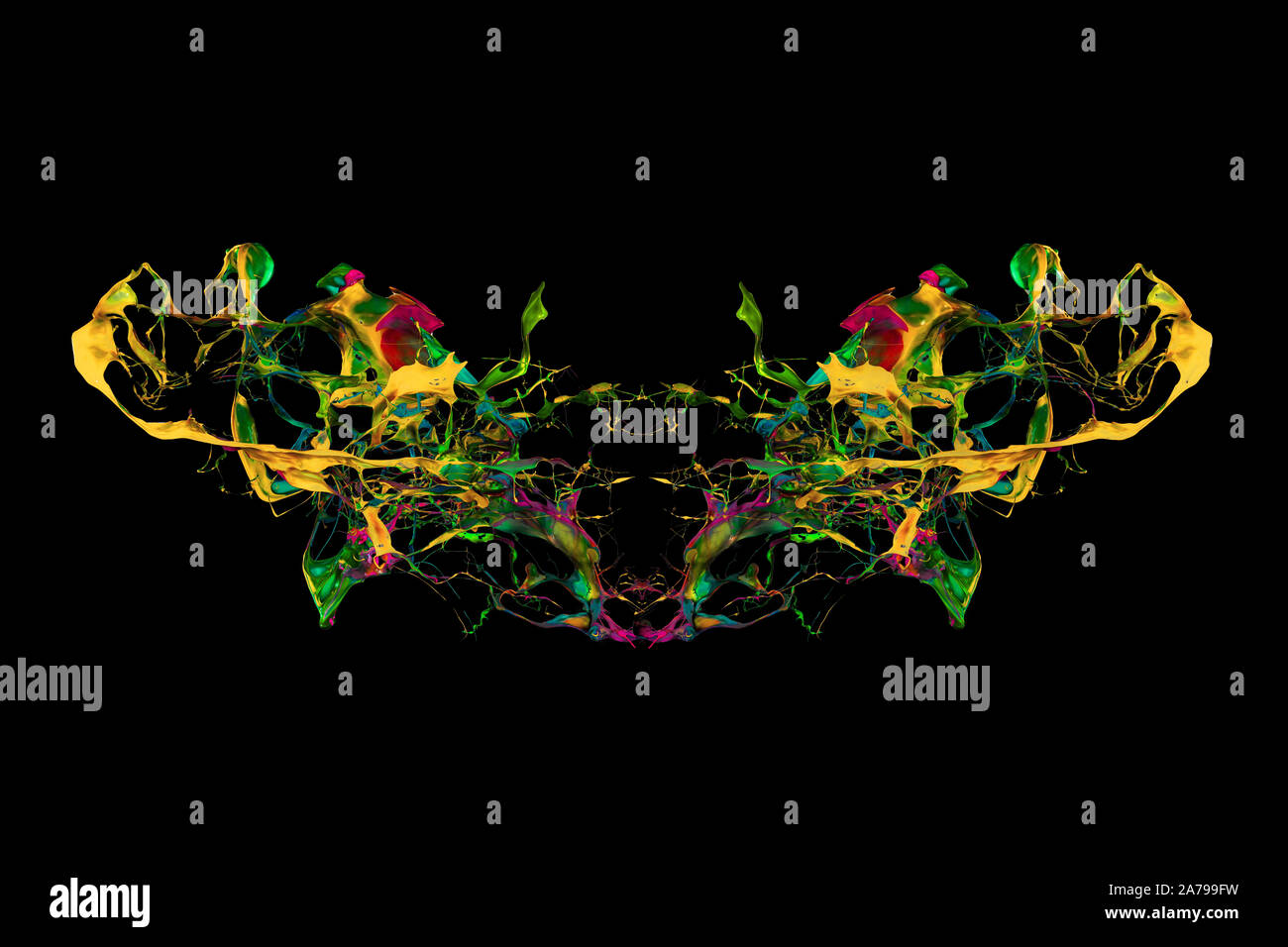 abstract color splash or explosion of colored paints isolated on black ...