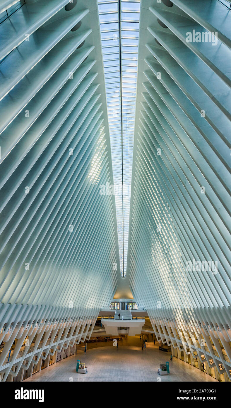 Inside the Oculus building in lower Manhattan New York City Stock Photo ...