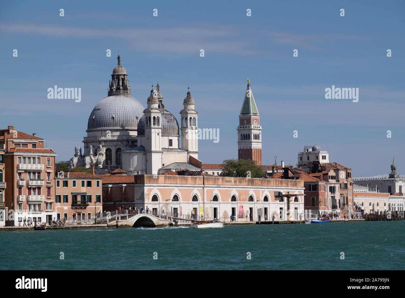 View of Venice from the sea water approach as panoramas of wonderful ...