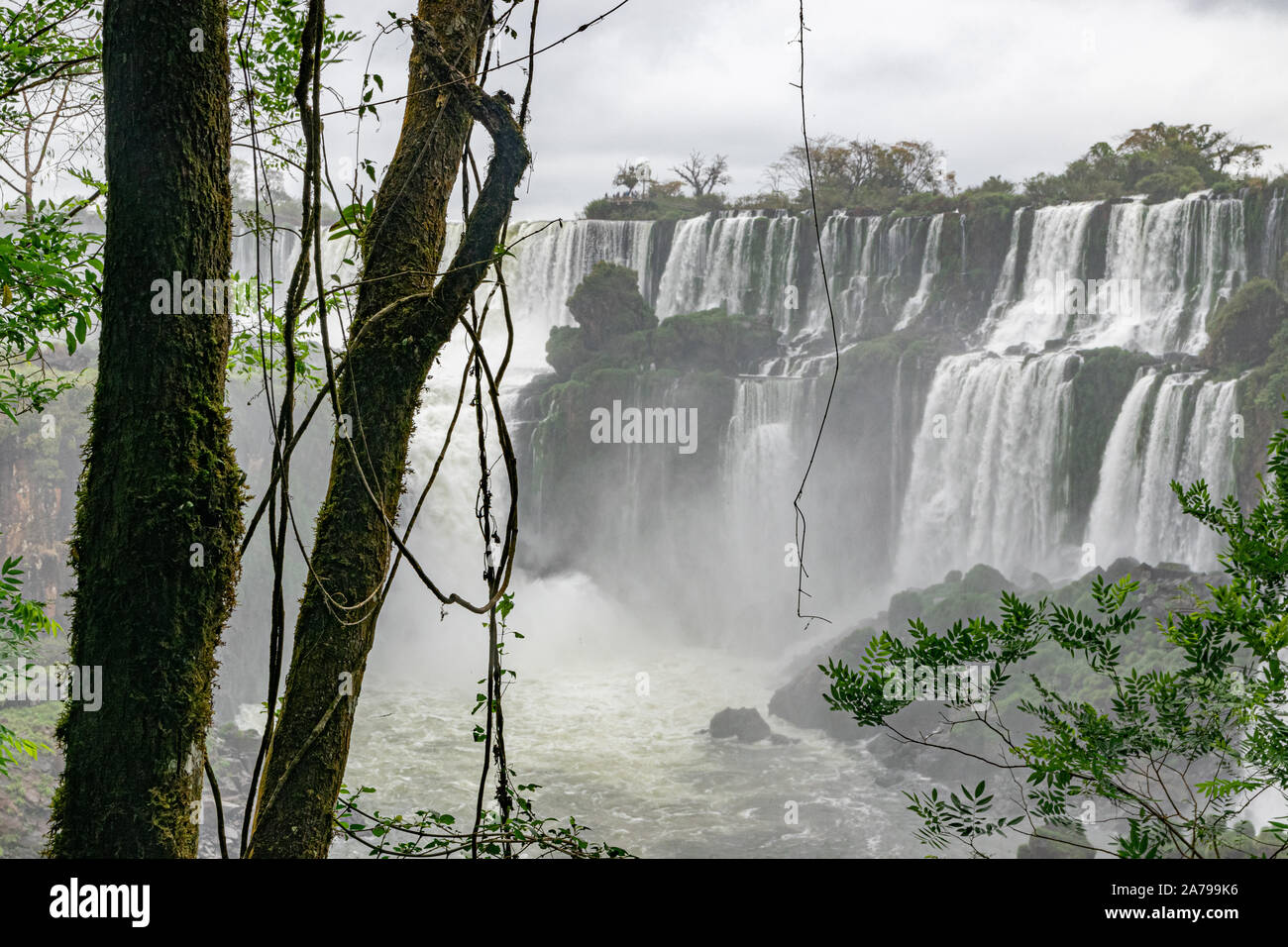 View of Iguazu Falls, magnificent waterfalls on the border between ...