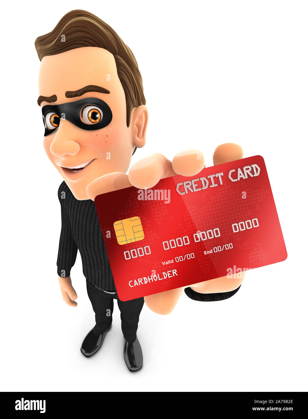 3d thief holding credit card illustration, illustration with isolated ...