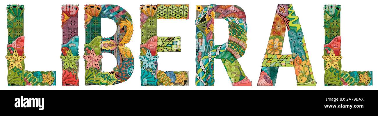 Word liberal. Vector zentangle object for decoration Stock Vector Image ...