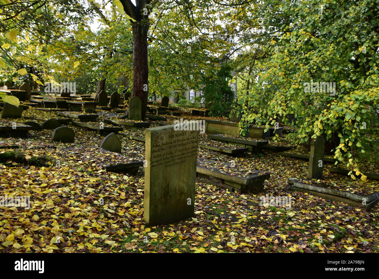 Autumn in Haworth parsonage graveyard, Haworth, Yorkshire Stock Photo ...