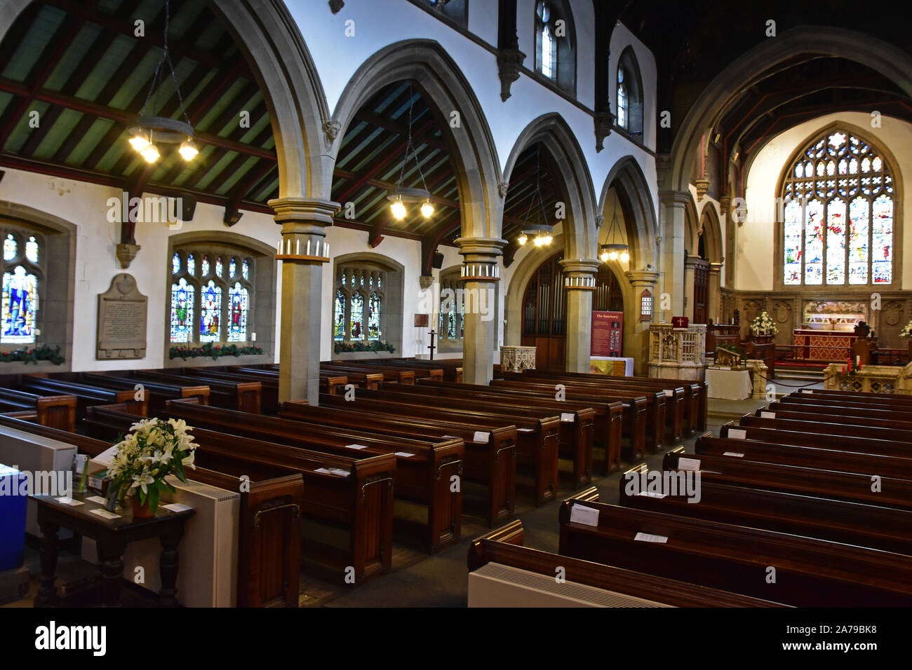 Interior of St Michael and All Angels' Church, Haworth, Yorkshire Stock ...