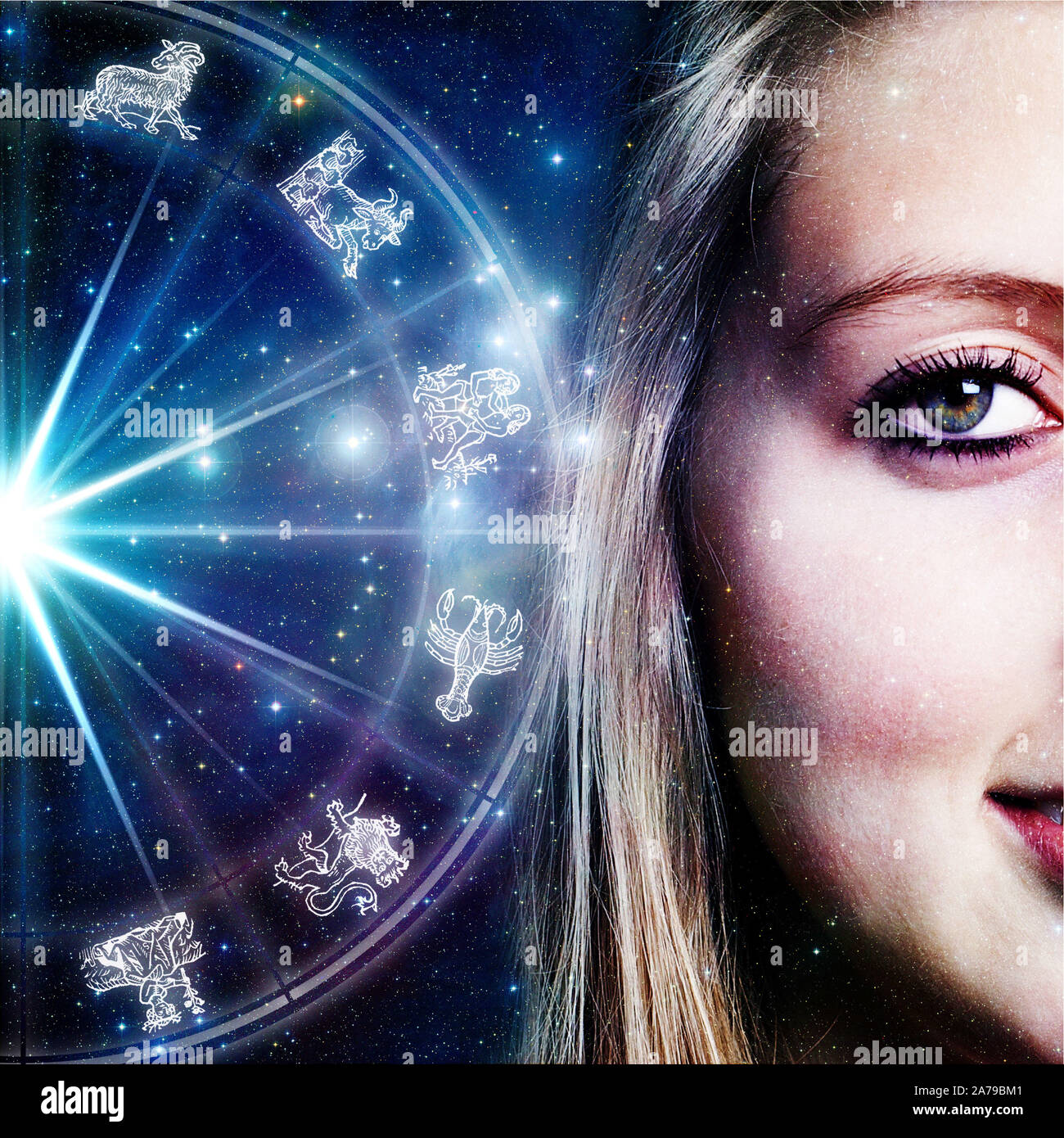 Zodiac signs and woman hi-res stock photography and images - Alamy