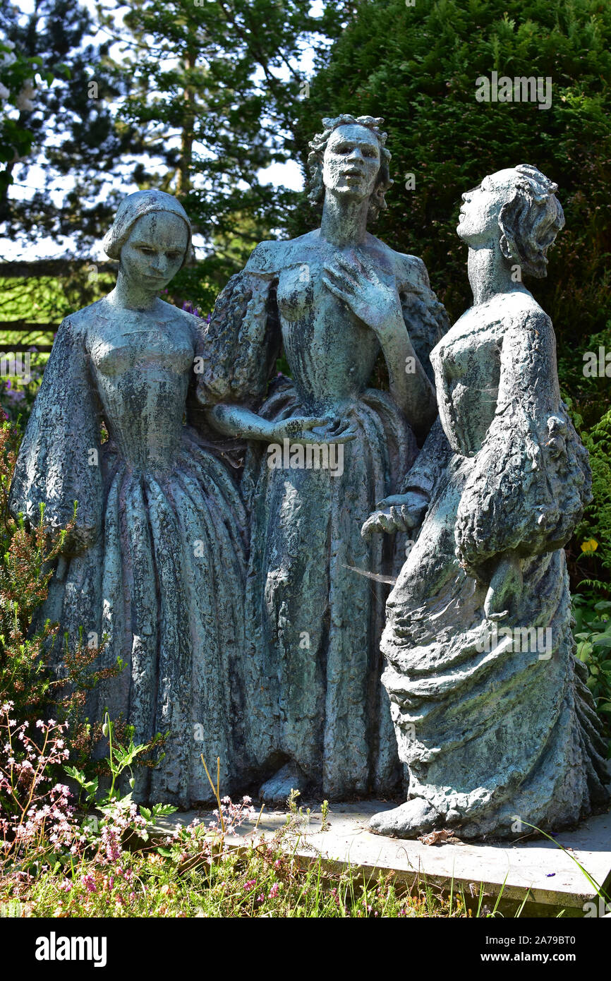 Statue of the Bronte sisters, Haworth Parsonage Museum, West Yorkshire ...