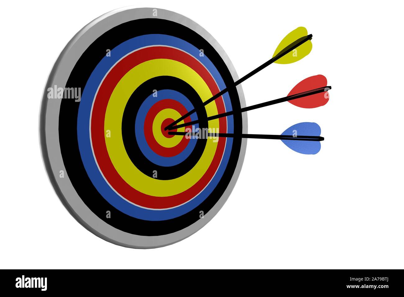 3D illustration targets with arrows isolated on white background Stock ...