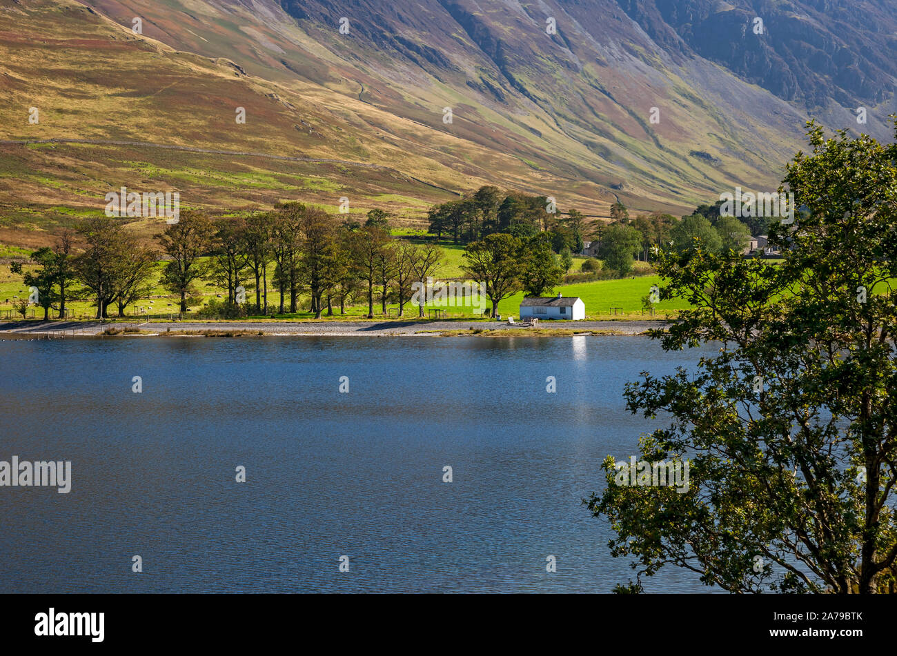 View of Char cottage on the lakeshore of Buttermere Gatesgarth Lake ...