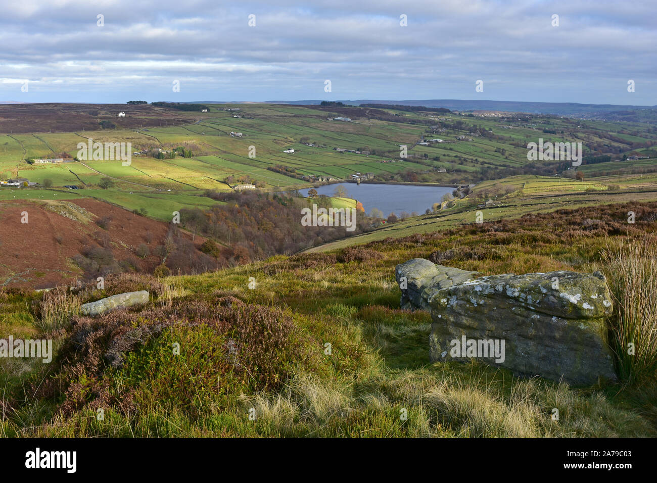 Ponden reservoir, Haworth Moor in late Autumn, Yorkshire Stock Photo ...