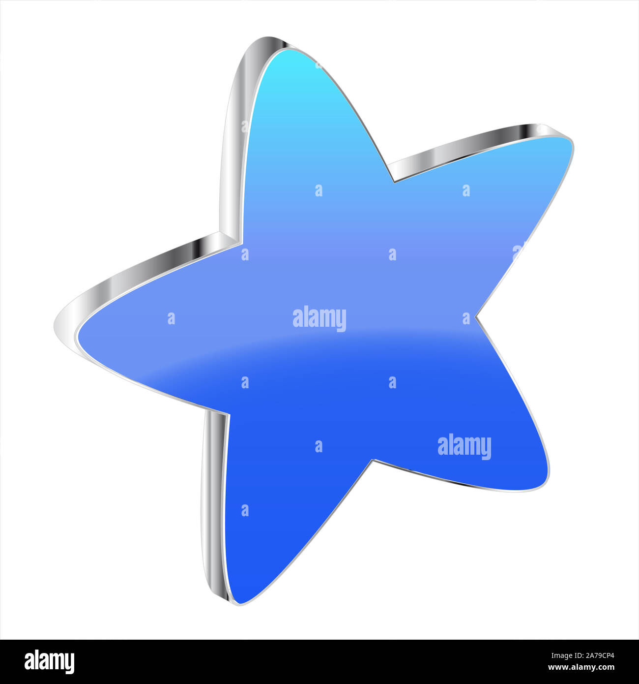 Blue 3D star with chrome edge isolated on white background Stock Photo ...