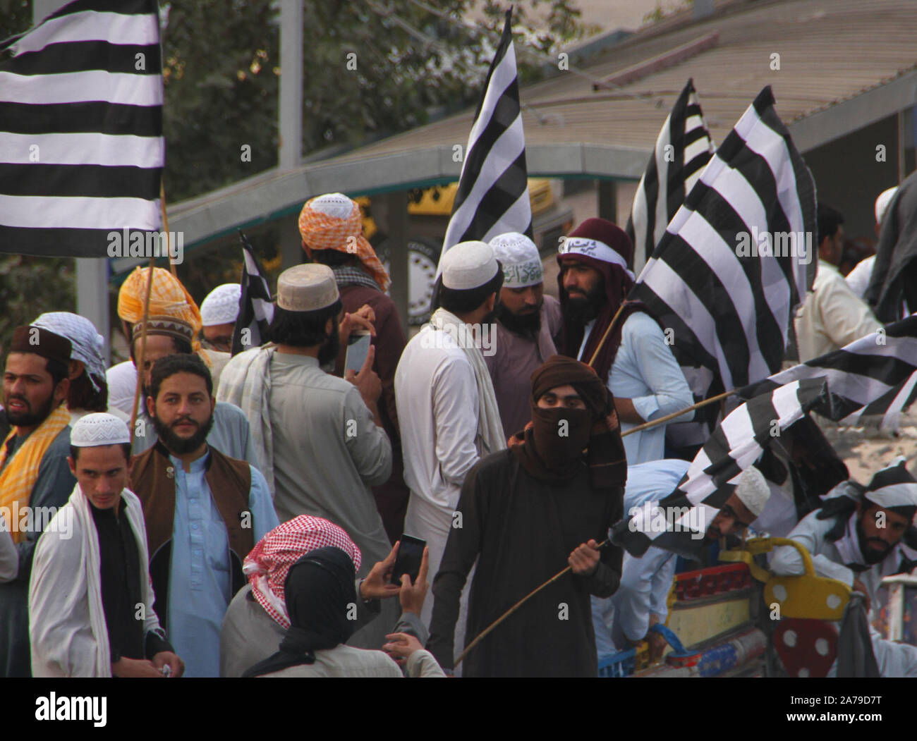 View of all parties workers on the way going for a long march from JUI ...