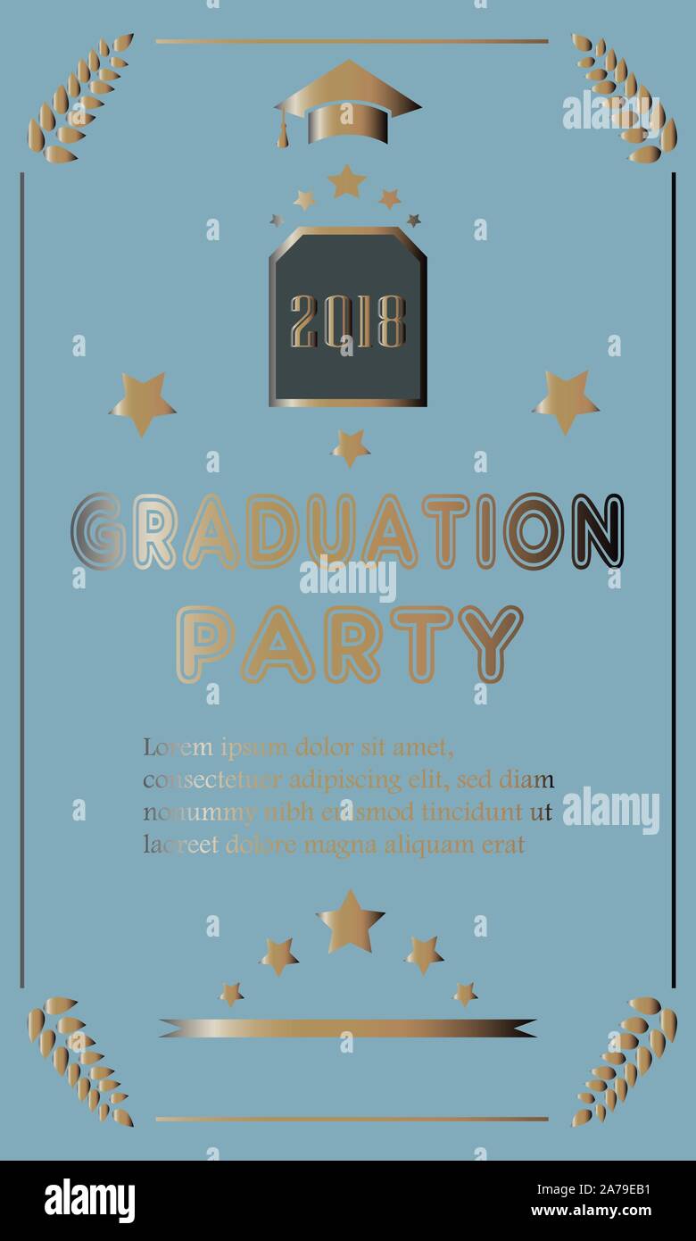 Graduation Ceremony Ananouncement with golden text. Vector Illustration ...