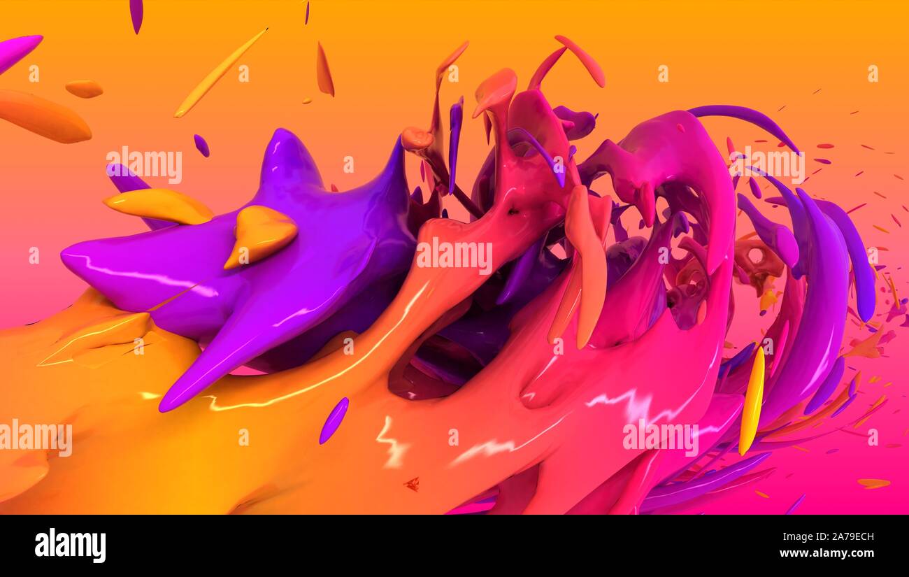 Colorful liquid color background design. 3d rendering Stock Photo - Alamy