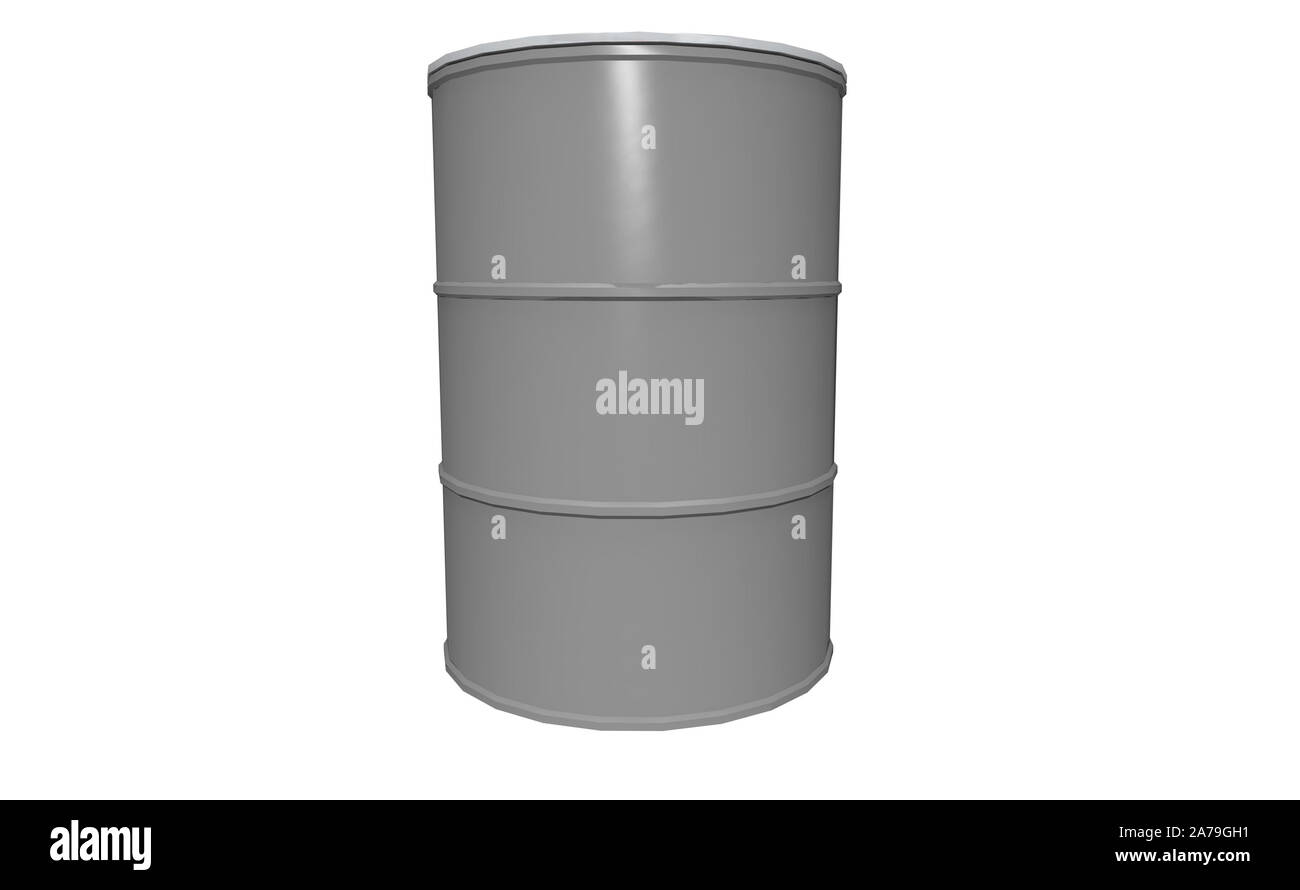3D metal barrels on white background Stock Photo - Alamy