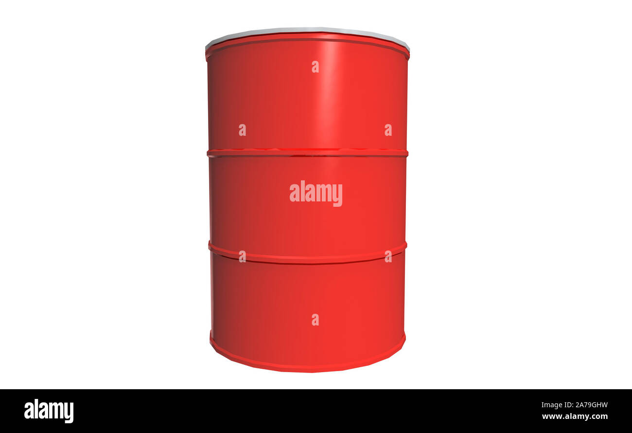 3D metal barrels on white background Stock Photo - Alamy