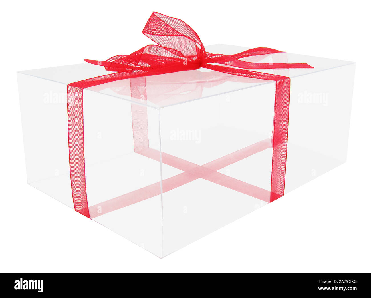 transparent box with red ribbon Stock Photo - Alamy