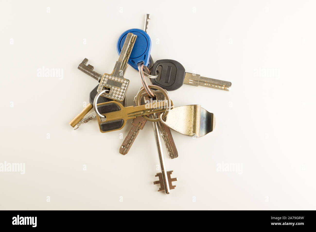 large bunch of different keys isolated on a white background Stock ...