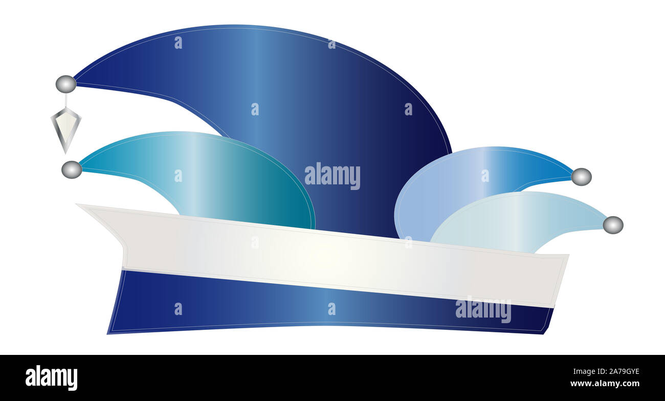 Fool cap blue white isolated on white background Stock Photo - Alamy