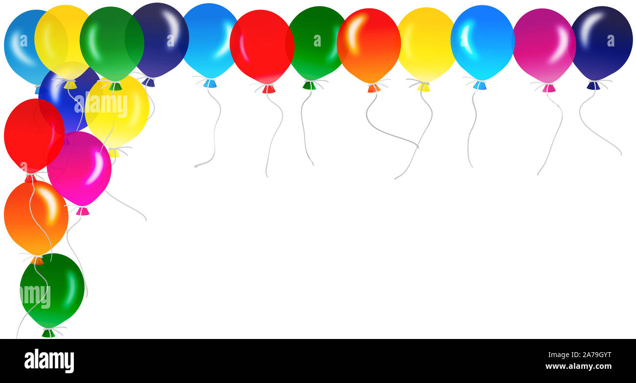 Colorful balloons isolated against a white background Stock Photo - Alamy