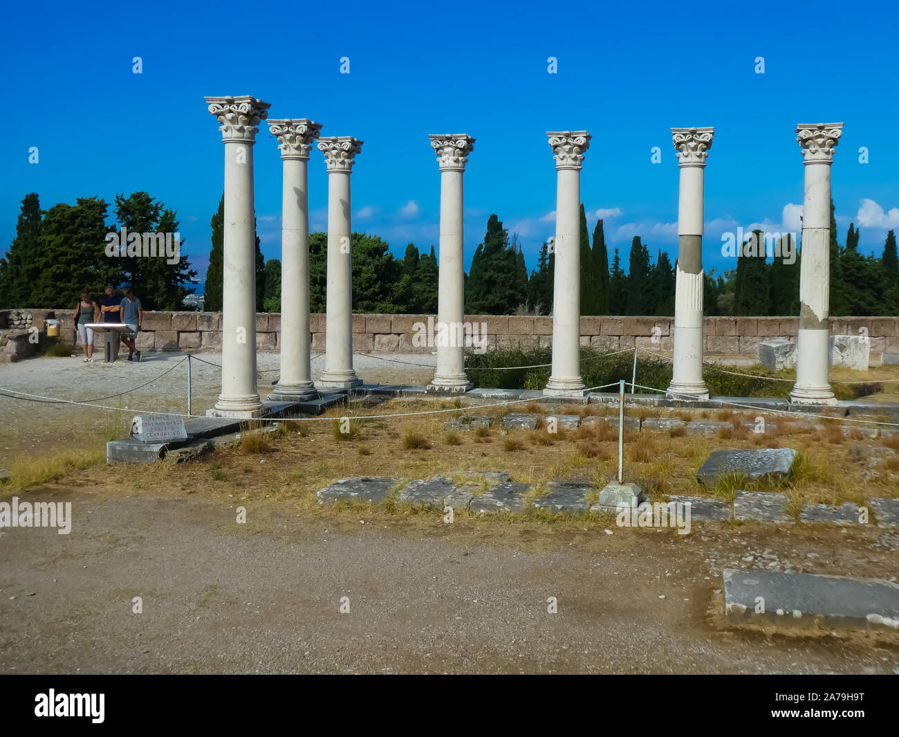 Side view of the columns of the healing temple Asclepeion with the ...