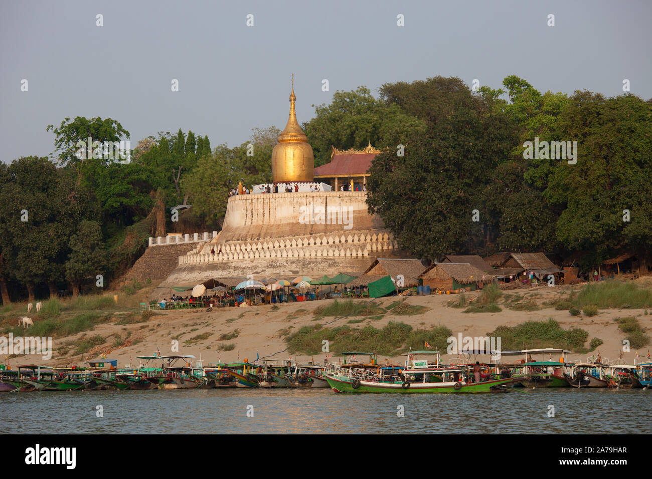 Bu Paya and Ayeyarwady river, Old Bagan village, Mandalay region ...