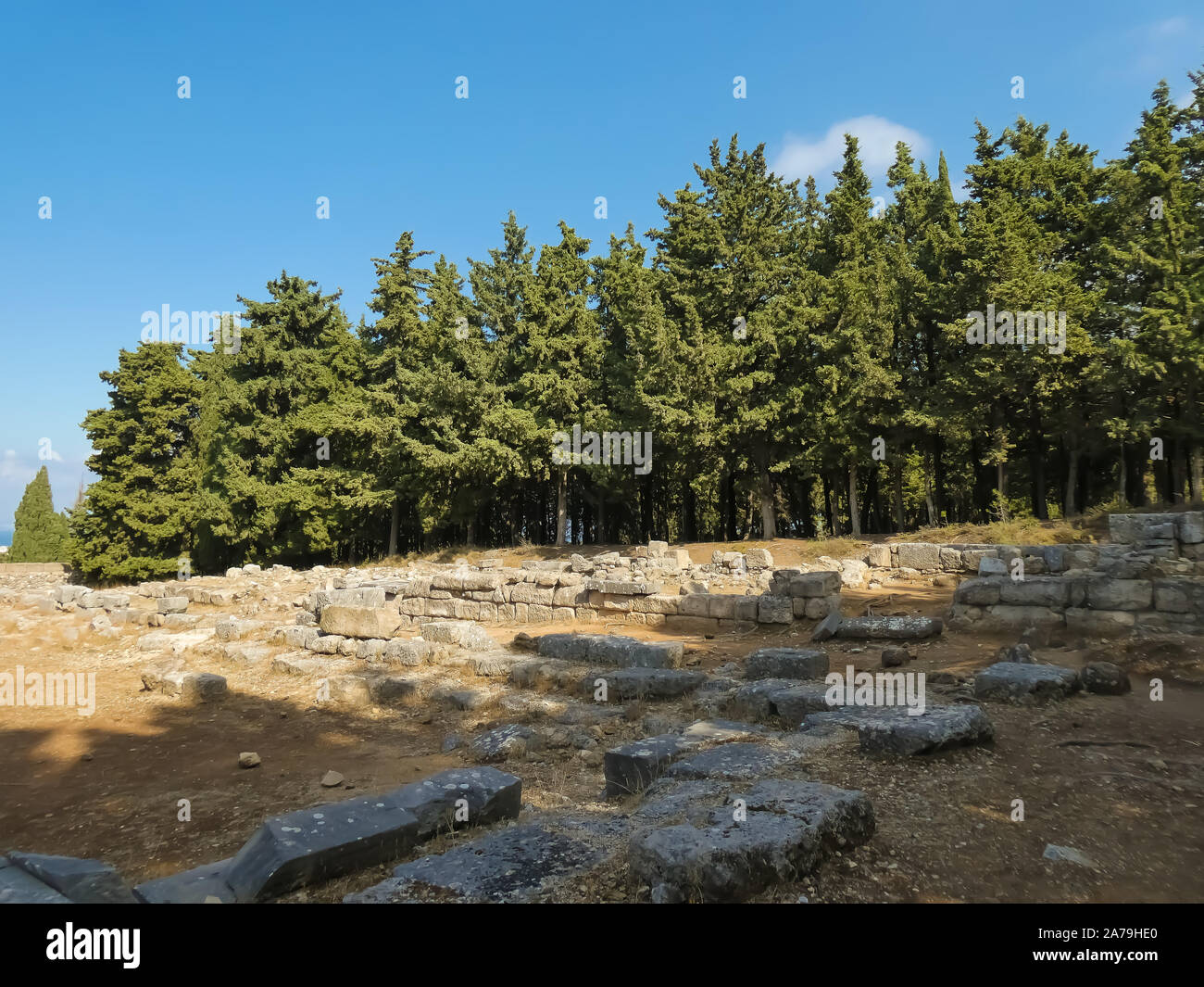View of the lateral forest of the ruins of the healing temple ...