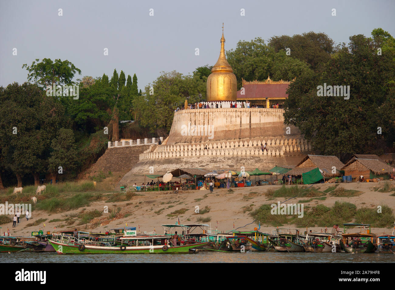Bu Paya and Ayeyarwady river, Old Bagan village, Mandalay region ...