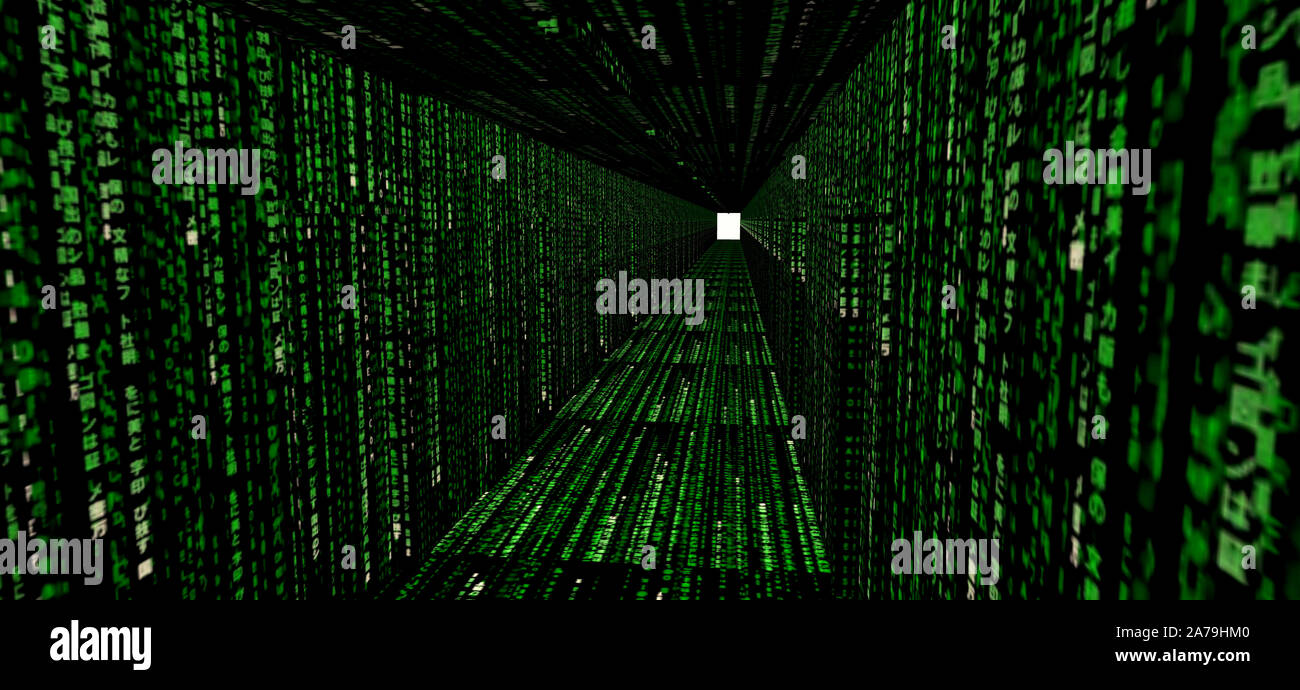 Green binary code as background Stock Photo - Alamy