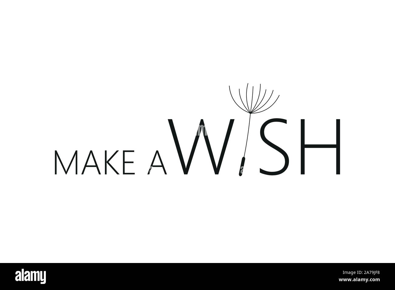 make a wish typography with dandelion on white background vector ...