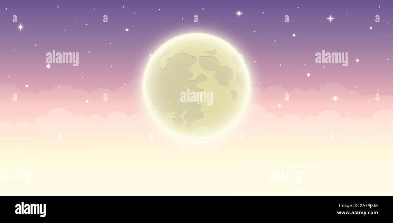 full shiny moon in starry sky vector illustration EPS10 Stock Vector ...