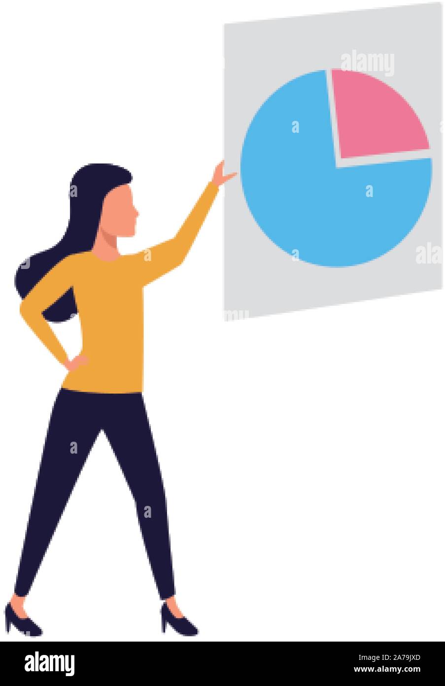 avatar woman showing a report graphic chart Stock Vector Image & Art ...