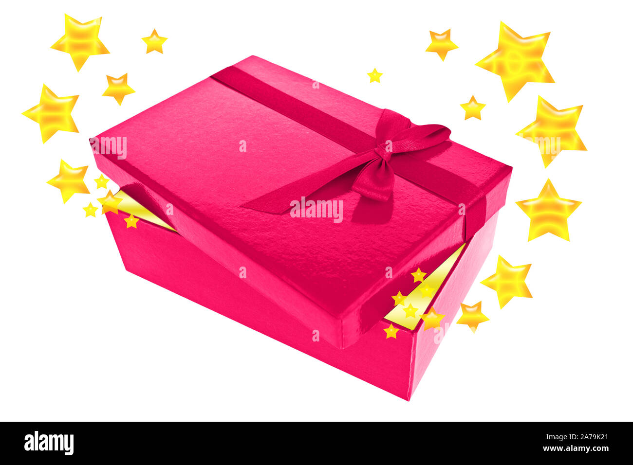 Gift box with stars isolated on white Stock Photo - Alamy