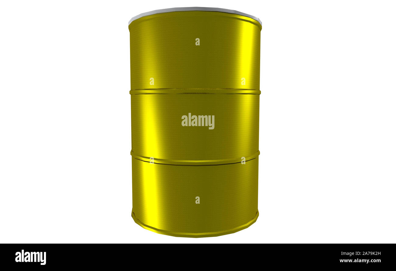 3D metal barrels on white background Stock Photo - Alamy