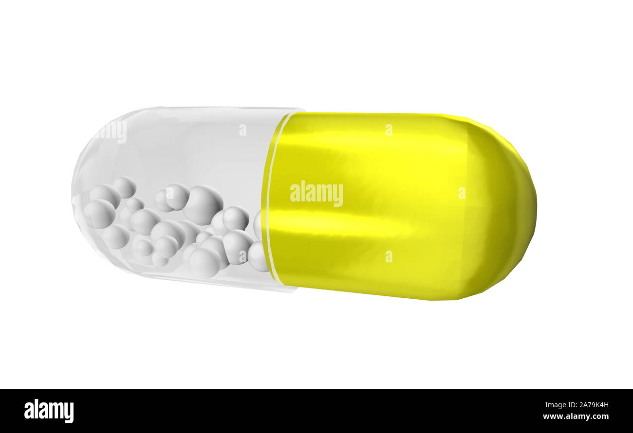 3D retard capsules on white background Stock Photo - Alamy
