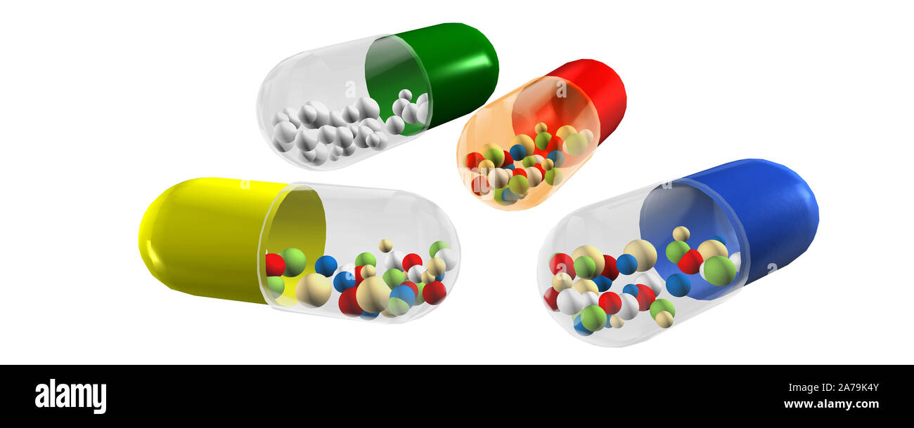 3D capsules on white background Stock Photo - Alamy