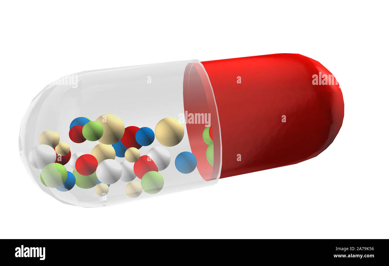 3D retard capsules on white background Stock Photo - Alamy