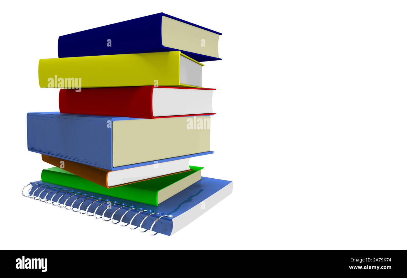 3D Illustration Stack of books isolated on white Stock Photo - Alamy