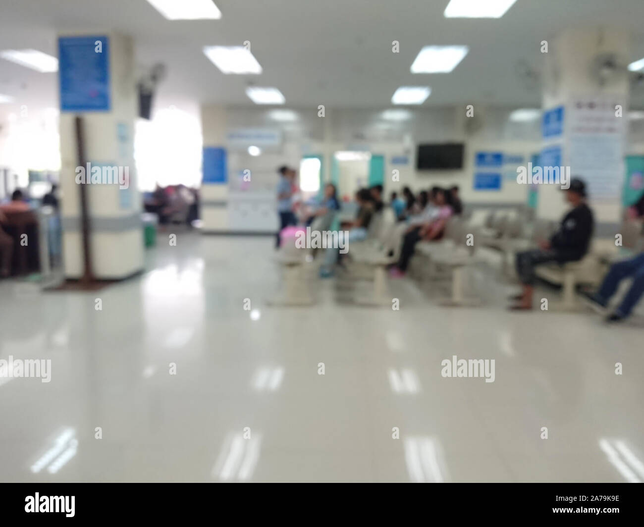 blurred background of Out Patient Department(OPD) of a hospital with ...