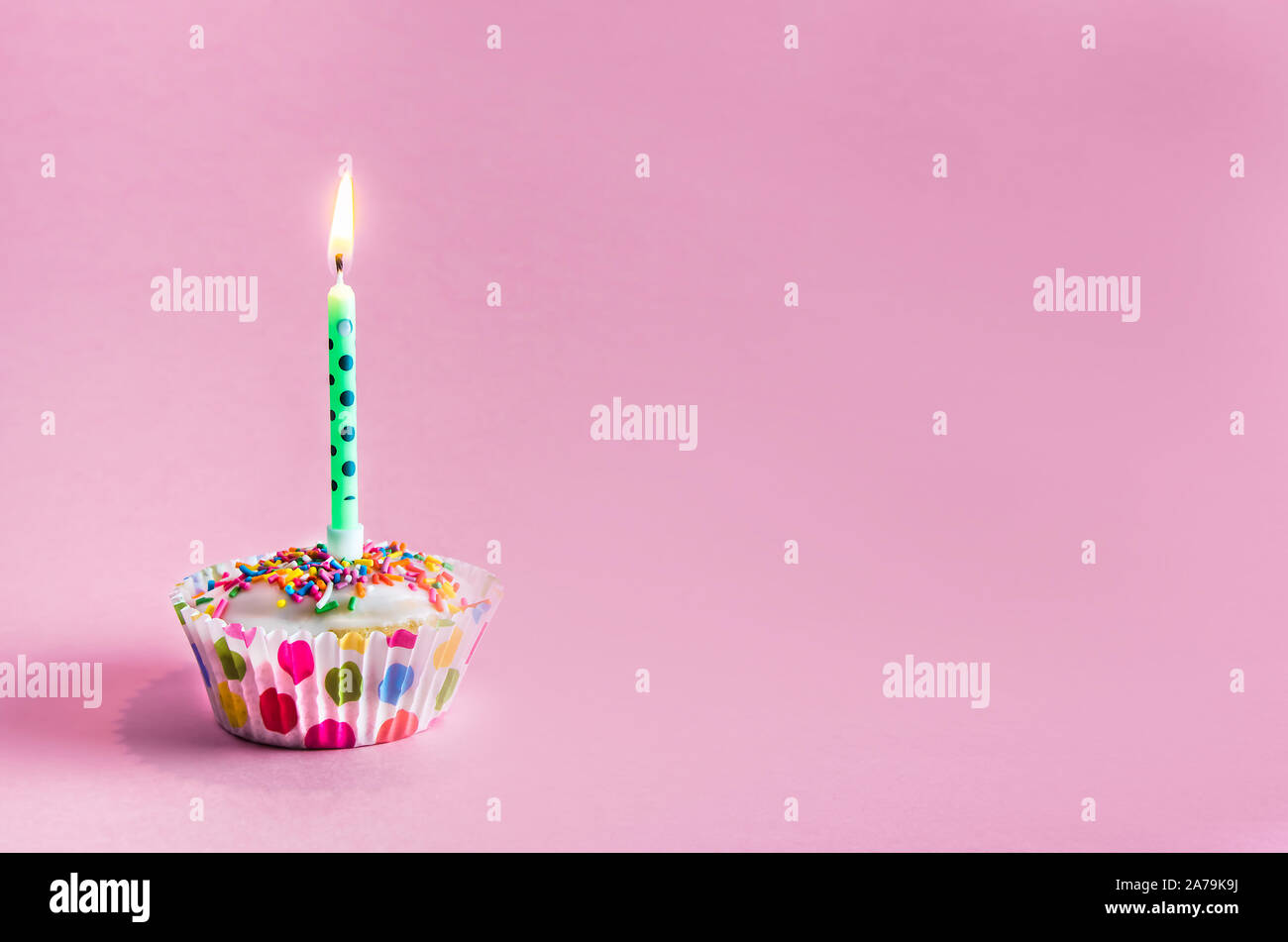 Congratulations. muffin, cupcake with a candle. holiday birthday copy ...