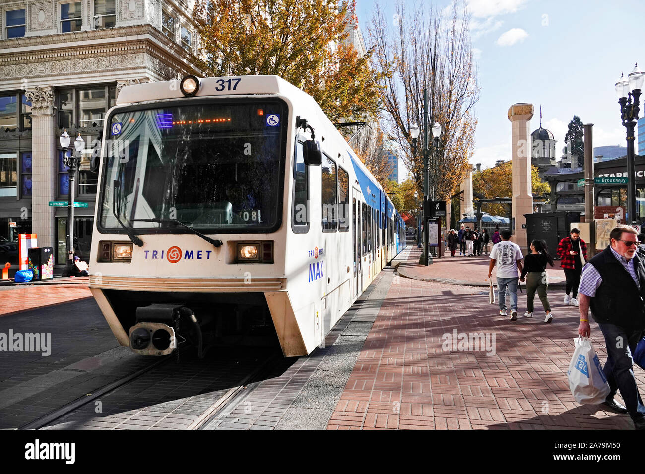 Mass transit systems, including the Portland Tri Met MAX train, and the ...