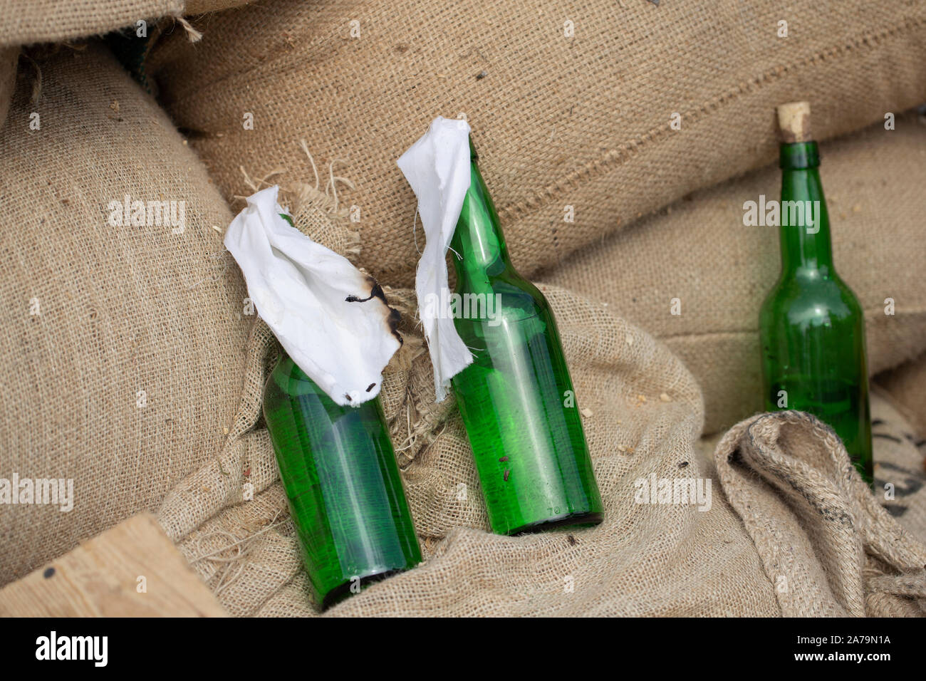 Homemade bottle bombs in a historical reenactment Stock Photo - Alamy